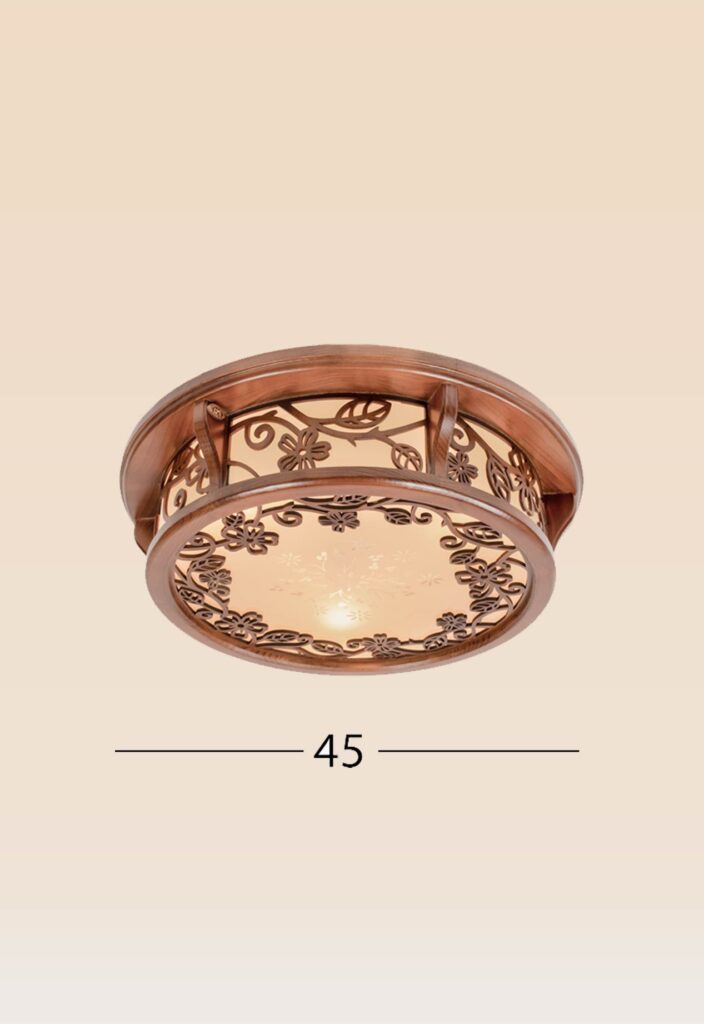 Elegant Wooden Ceiling Light With Frosted Glass Flush Mount